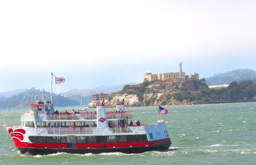 Bay cruise ferry sightseeing tour around Alcatraz Island